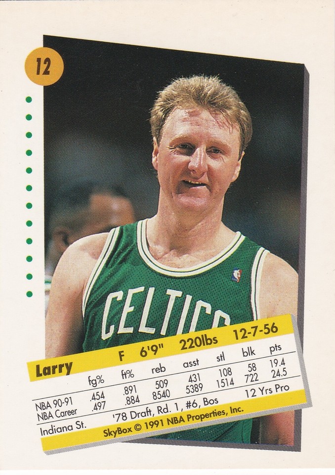 1991-92 Skybox Basketball Larry Bird Card #12 | eBay