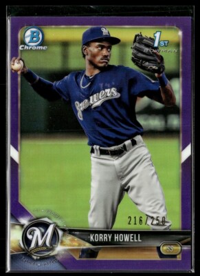 2018 BOWMAN CHROME PURPLE /250 1ST PROSPECT KORRY HOWELL BREWERS | eBay