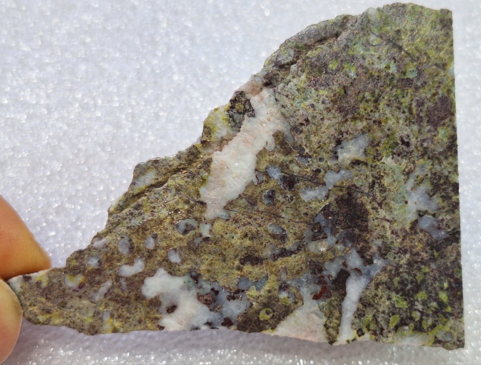 Epidote and Calcite In Green Olivine Basalt -Polished Stone Slab | eBay
