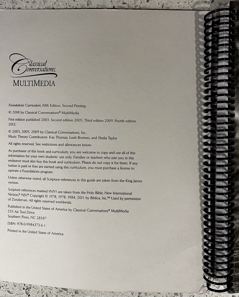 Classical Conversations Foundations United States Curriculum: 5th ...