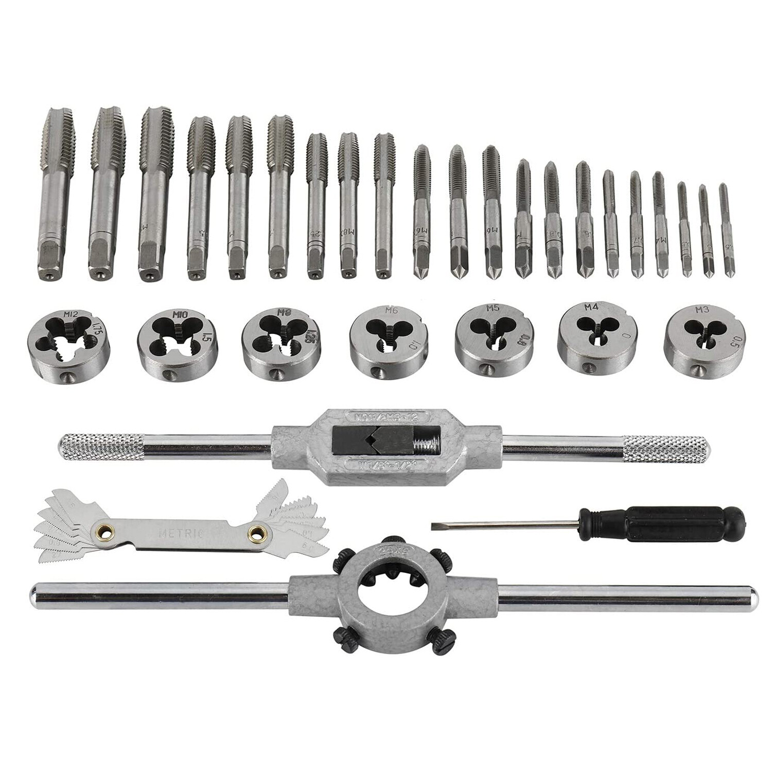 32Pcs Metric Tap and Die Set M3 M4 M5 M6 M8 M10 M12 Thread Cutter Tool ...