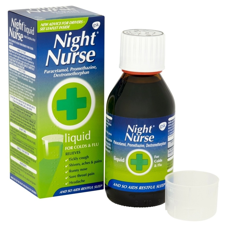 Night Nurse Liquid - Treatment of Cold, Flu, Cough, Aches, Runny Nose ...