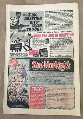 Sea Monkeys 1974 print ad comic art promo illustration retro toy set ...