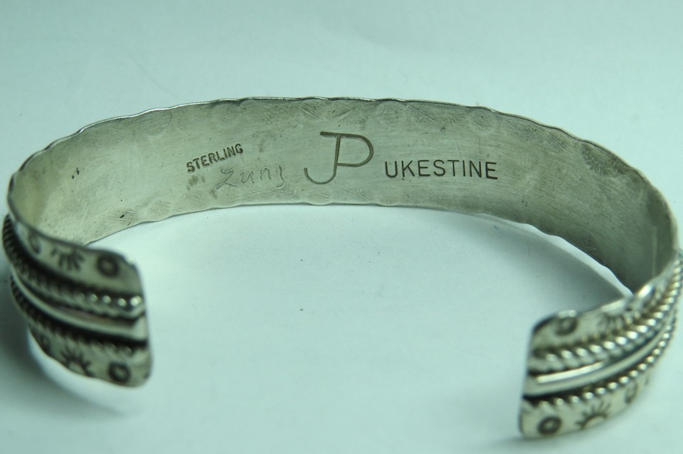 BRACELET INDIAN MOTIF BLUE TURQUOISE SILVER 925 Jason & Pearl Ukestine ...