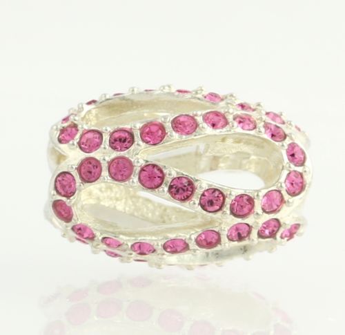 NEW Chamilia Bead Charm - Sterling Silver Glistening Meander - Pink ...