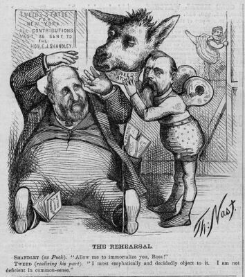 THOMAS NAST DONKEY BOSS TWEED STATUE FOR NEW YORK 1871 ANTIQUE NAST ...