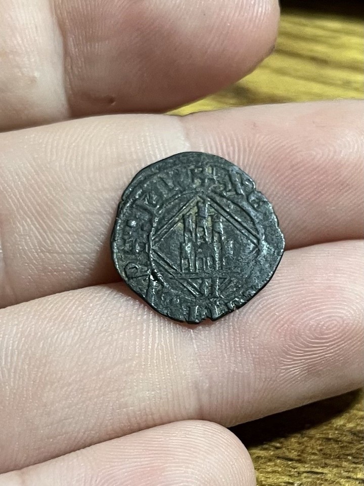 1400s Blanca Silver Billon Spanish Colonial Old Coin Medieval era Lion ...