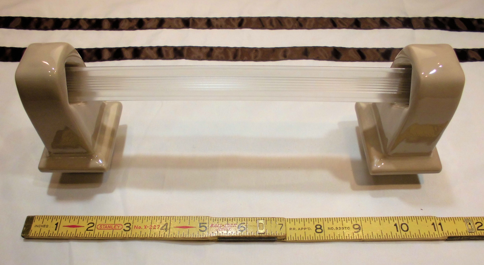 Medium Brown: Glossy Ceramic Towel Bar Brackets-Post with 24" pole NOS ...