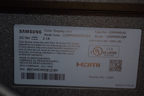 Samsung UR55 Series LU28R550UQNXZA 28" IPS 4K UHD Monitor U28R550UQN ...
