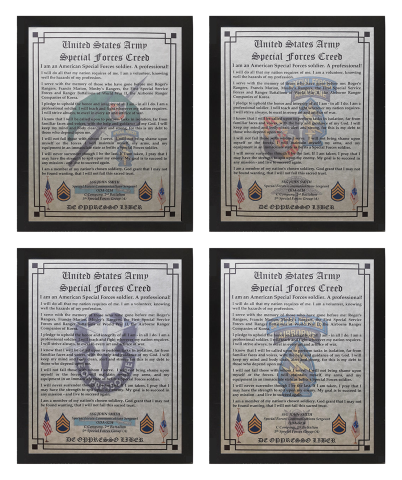 MC-NICE: Army Special Forces Creed ALL GROUPS AVAILABLE Framed ...