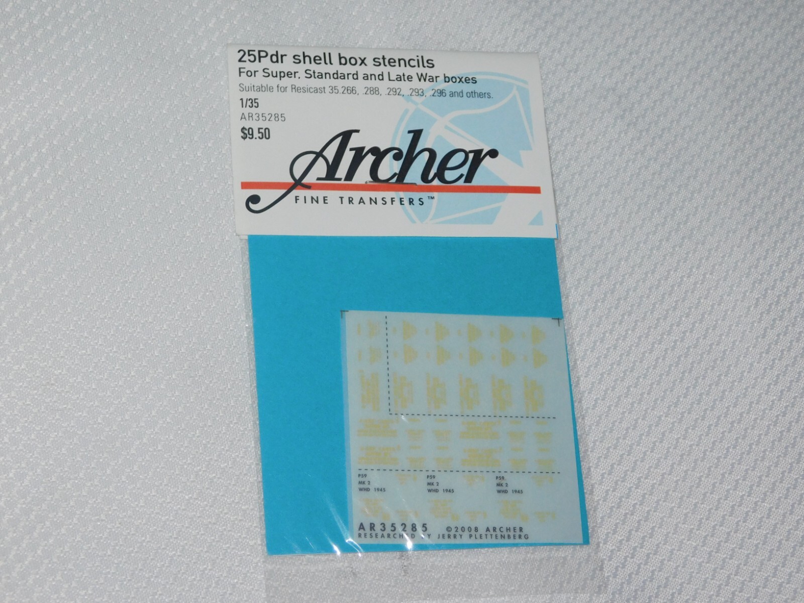 Archer FINE AR35285 1/35 25PDR SHELL BOX STENCILS STANDARD & LATE WAR ...