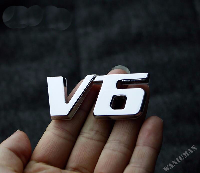 2x Auto V6 Chrome Metal Rear Trunk Lid Decal Sticker 4wd SUV Car Emblem ...