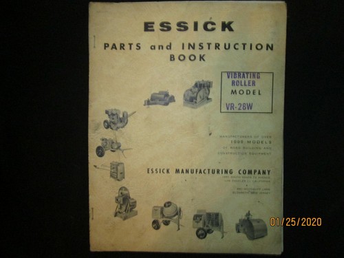 ESSICK VIBERATING ROLLER MODEL VR-28W Instruction & Parts Book Manual ...