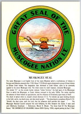 Great Seal - Muscogee Nation IT - American Indian Continental Size ...