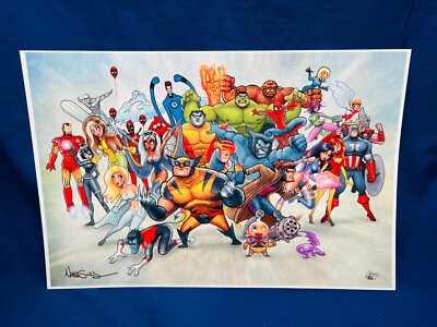 Marvel Superhero Characters Avengers X-Men Art Print Signed by Nathan ...