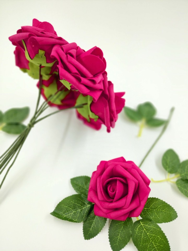 US 25/50pcs Royal Blue Foam Roses Decoration DIY for Wedding Party Baby ...