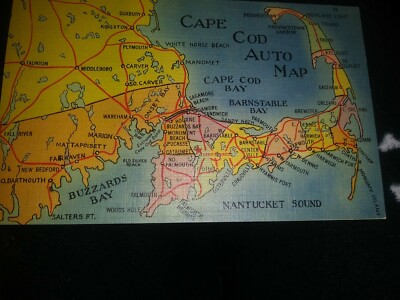 CAPE COD AUTO MAP Postcard Linen | eBay