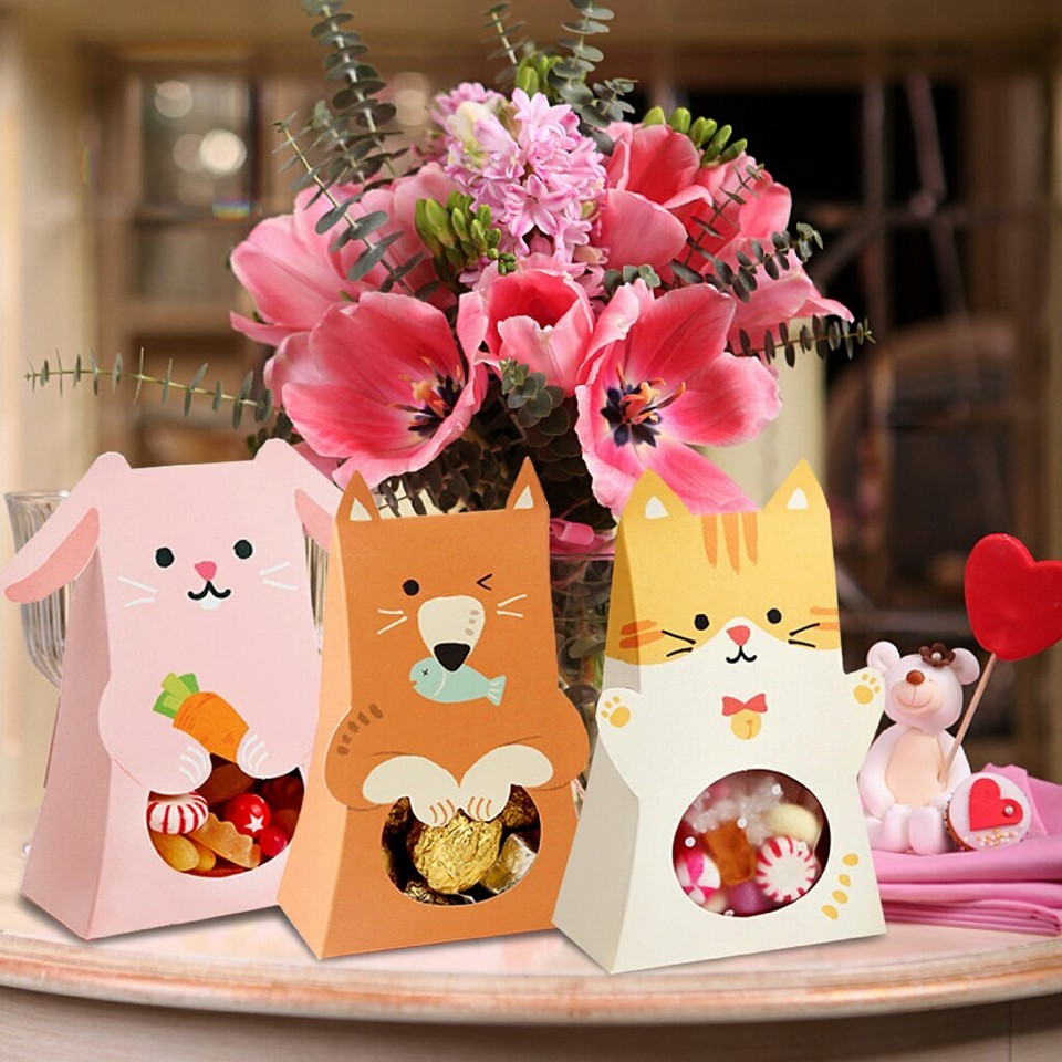 10PCS CUTE YELLOW CAT TREAT BOXES PARTY FAVOR GOODY CANDY BAG BIRTHDAY ...