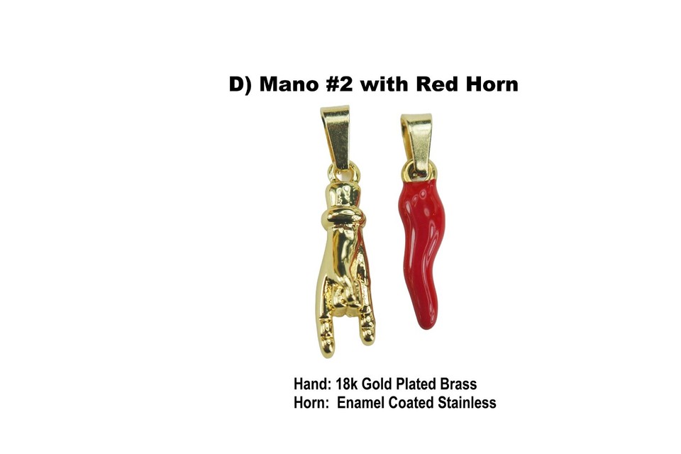 Mano Cornuto and Cornicello, Italian Malocchio Charms, Gold Stainless ...