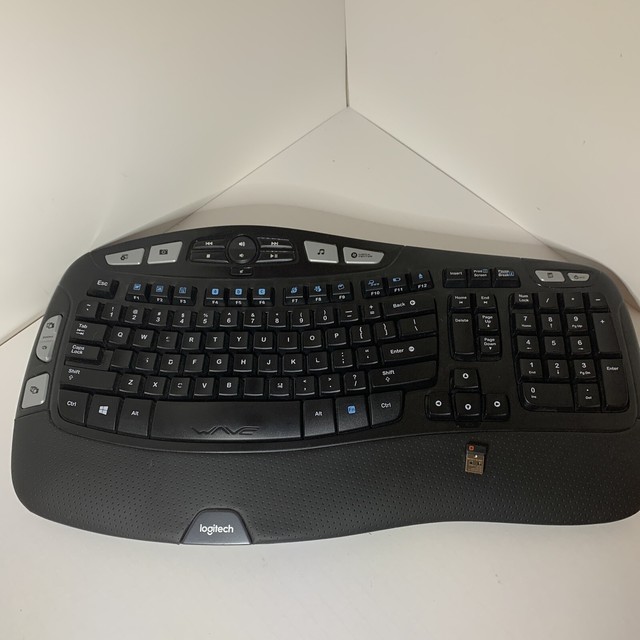 Logitech K350 Wave Wireless Keyboard M/n Y-r0053 Includes USB Unifying ...