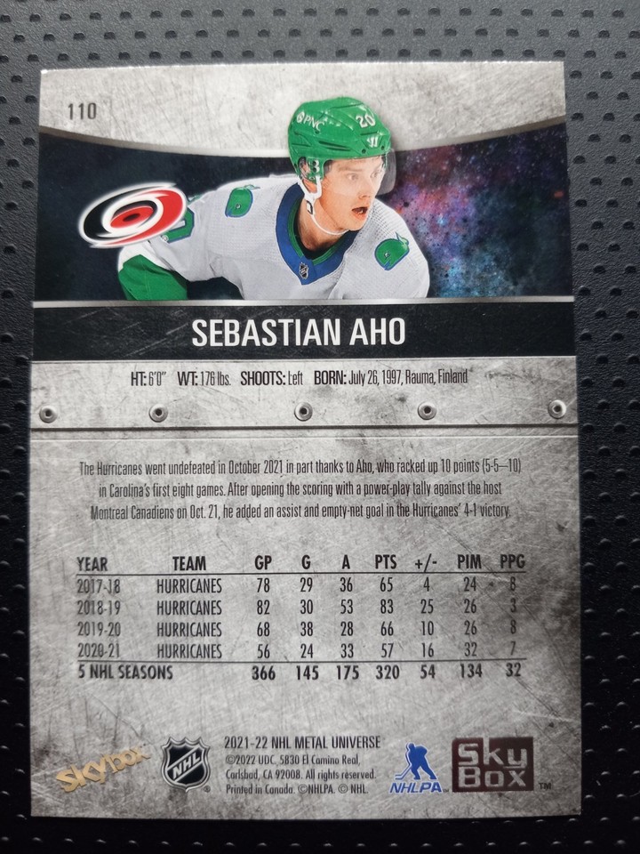 2021-22 Skybox Metal Universe Blue Spectrum #110 Sebastian Aho | eBay