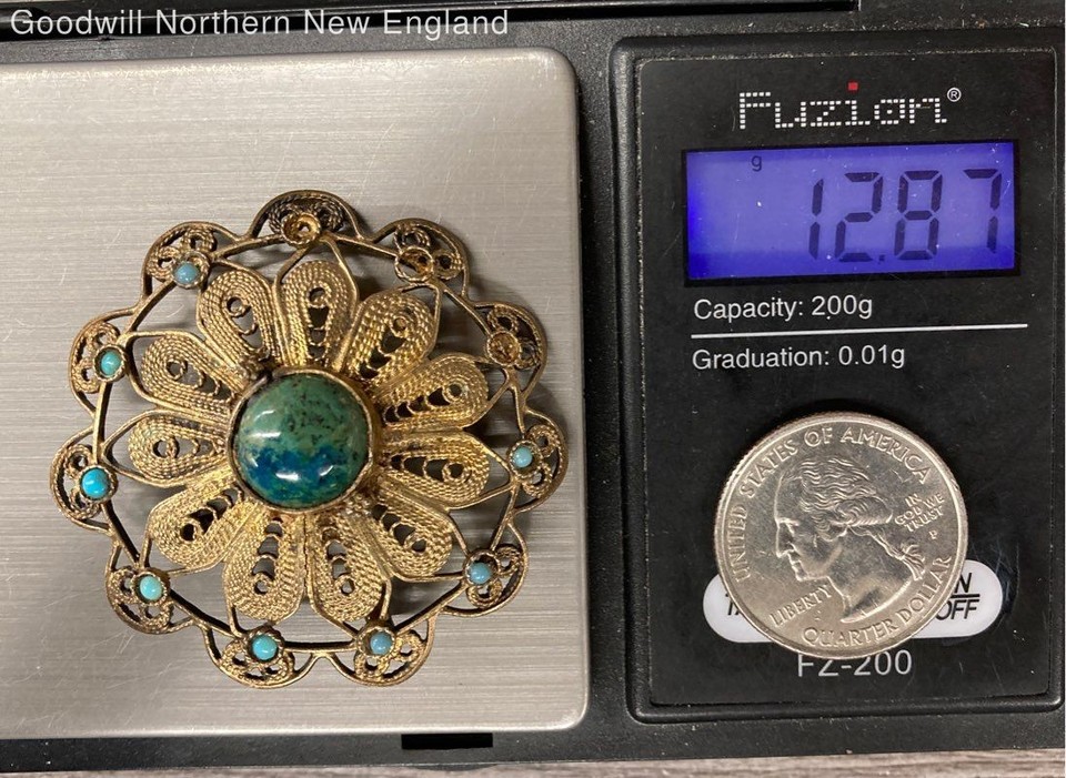 925 Marked Sterling Silver Vintage Filigree Wire Work Pendant Pin ...