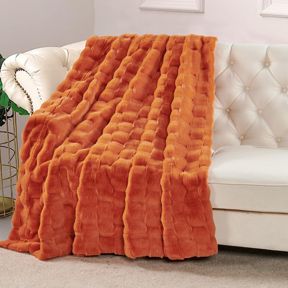 Brick Faux Fur Throw Blanket Luxurious Soft Reversible Micromink ...
