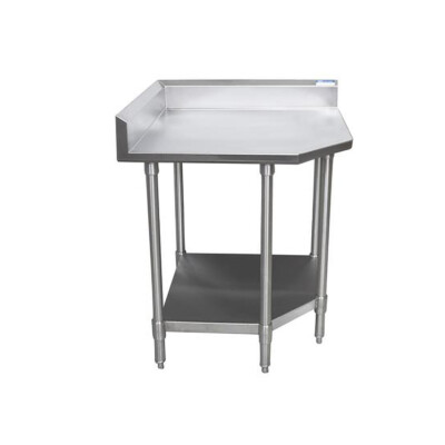 16 ga. S/S Corner Work Table With Undershelf 5"Riser 30"Wx30"D | eBay