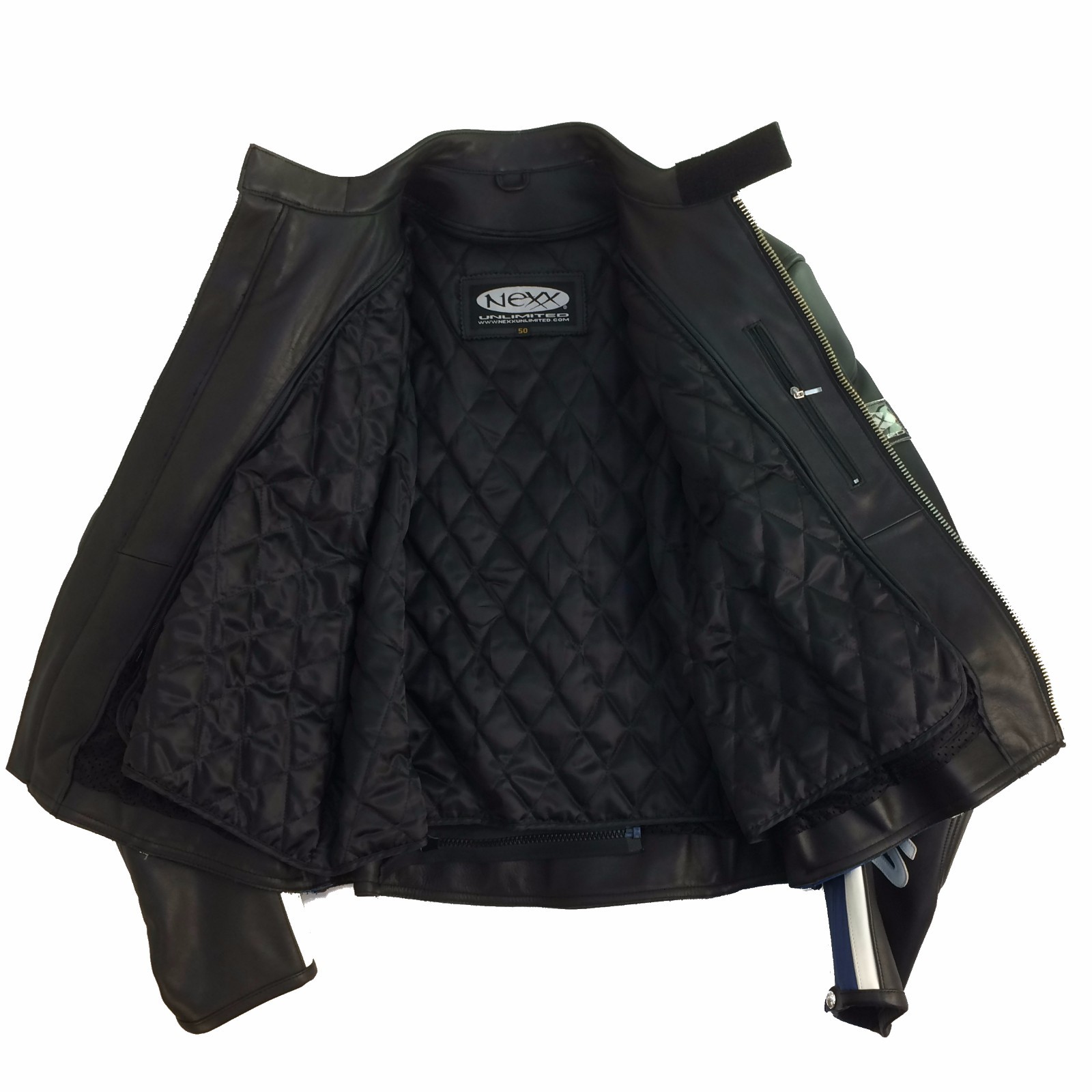 NEXX UNLIMITED RACING MEN'S LEATHER JACKET, NEX-0293 Navy/Black/White ...