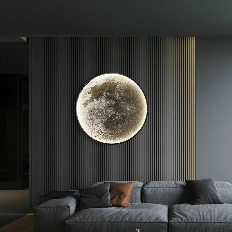 Led Moon Wall Lamp Light Round Fixture Wall Sconce Modern Bedroom Home ...