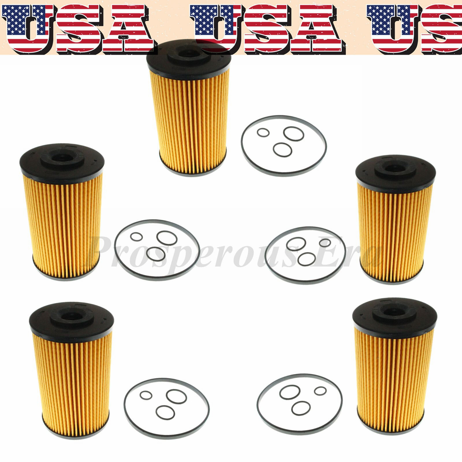 5pcs Fuel Filter Element Kit Fits for 10-15 Isuzu NPR NQR NPR-HD 4HK1 5 ...