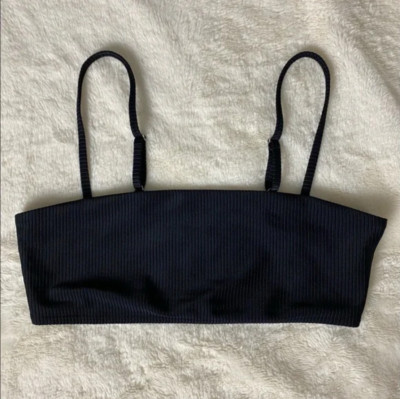 REVOLVE Something Navy Black Ribbed Bralette Lined Bathing Suit Top MED ...