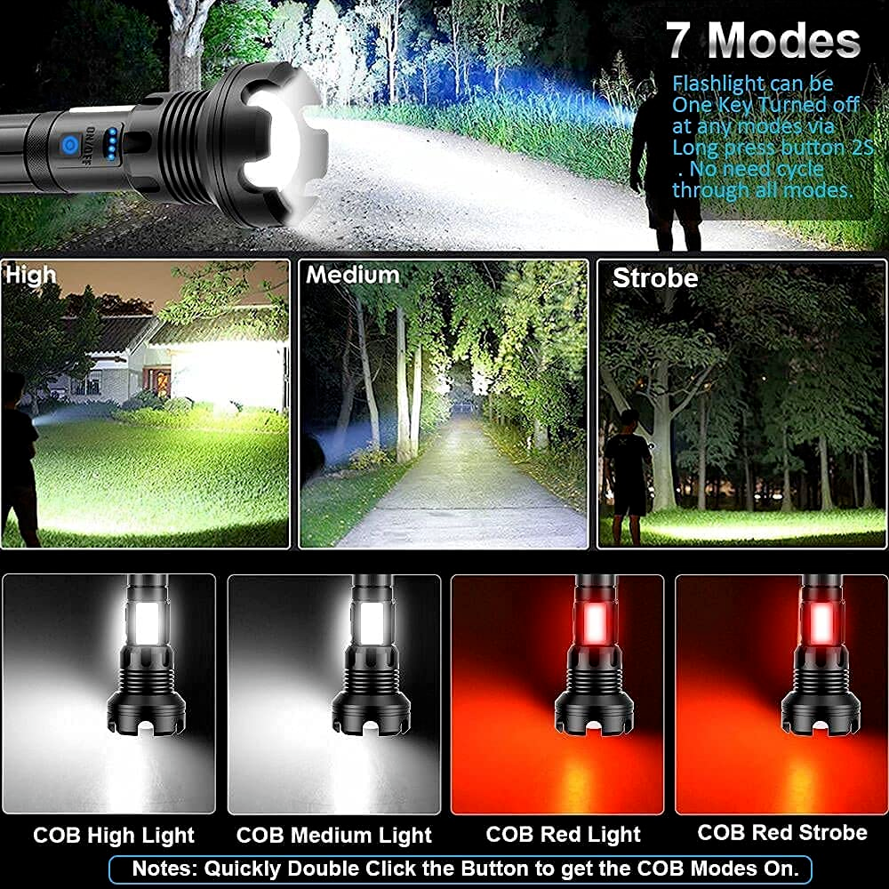 LED Rechargeable Tactical Flashlights 90000 High Lumen Flashlight | eBay