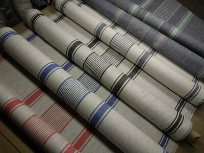 100% linen fabric 240gsm French grey navy blue stripes sack vintage ...