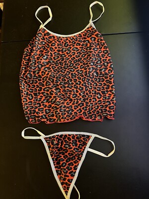 NWOT Sexy Skimpy Rebecca Red Leopard Animal Print Tank & G-String ...