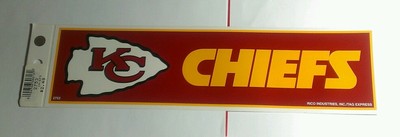 KANSAS CITY CHIEFS NFL FOOTBALL OFFICIAL LICENSED LARGE BUMPER STICKER ...