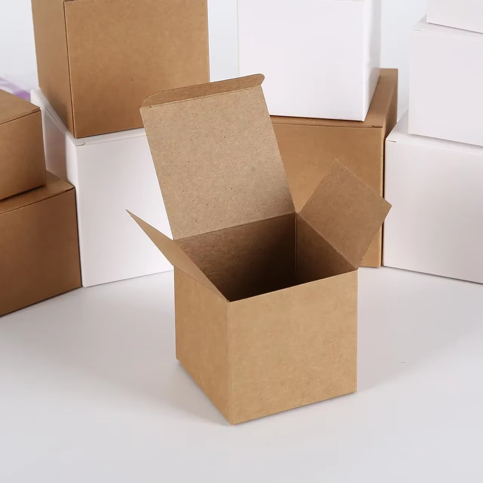 20/50Pcs Square Folding Kraft Paper Box Black White Cardboard Box for ...