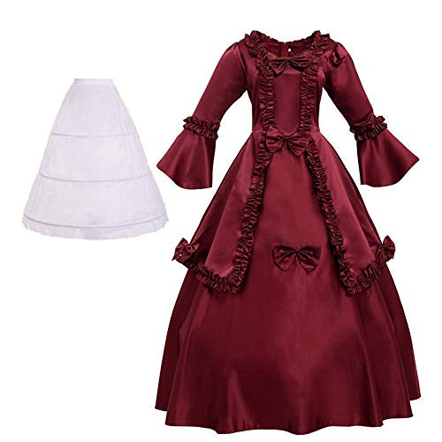 Victorian Costume Dress Bowknot Rococo Ball Gown Dress with X-Large ...