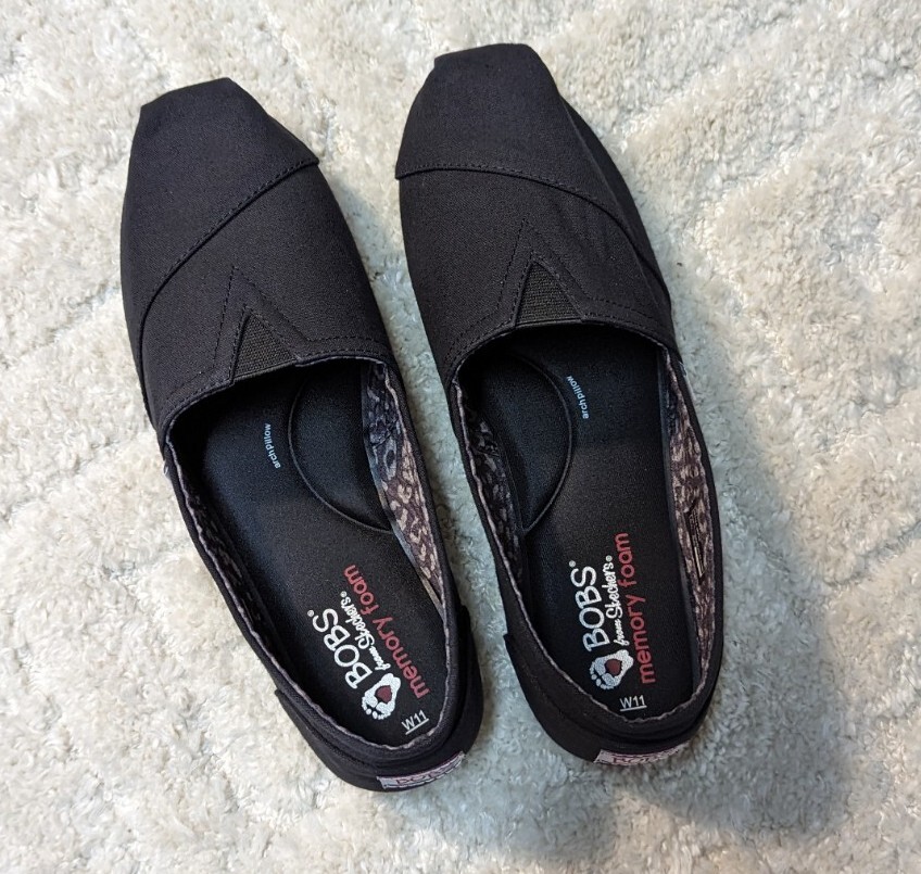 Skechers Women's BOBs Peace and Love Black Canvas Slip-on Comfort Shoe ...