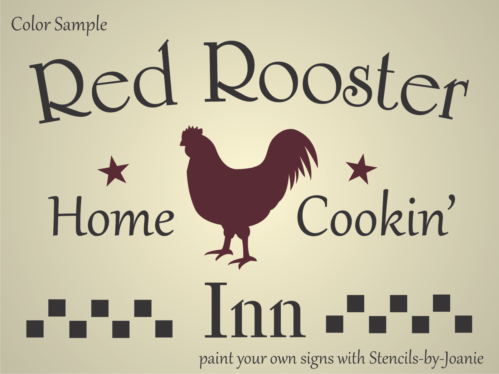 STENCIL Red Rooster Inn Home Cooking Check Border Kitchen Farmhouse DIY ...
