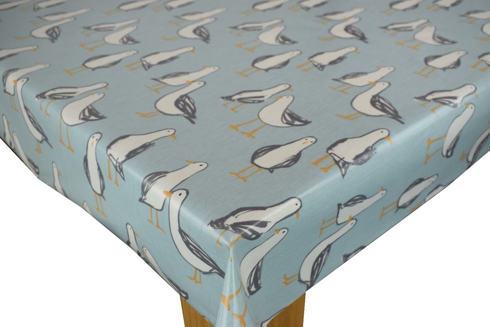 Duck Egg Cotton Oilcloth Wipe clean Tablecloth PVC Dotty Floral ...