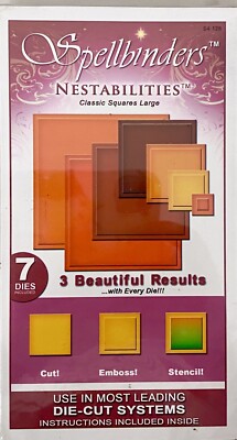 NEW! CLASSIC SQUARES LARGE SPELLBINDERS Nestabilities Dies emboss ...