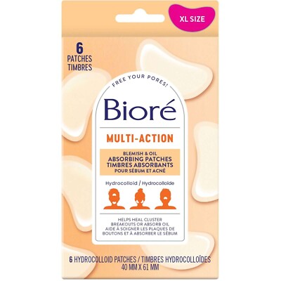 Biore Multi Action Blemish & Oil Absorbing Patches Oily Skin 40x61mm ...