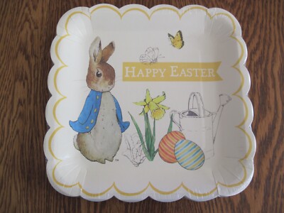 Beatrix Potter PETER RABBIT SQUARE Happy Easter Scalloped PAPER PLATES ...