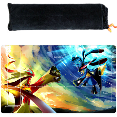 Lucario Blaziken Playmat TCG Card Game Play Mat Gaming Desk Mat Mouse ...