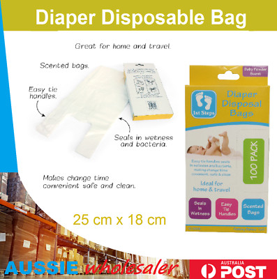 DISPOSABLE NAPPY BAGS 100/500/1200pc SingleUse Diaper Disposal Bag ...