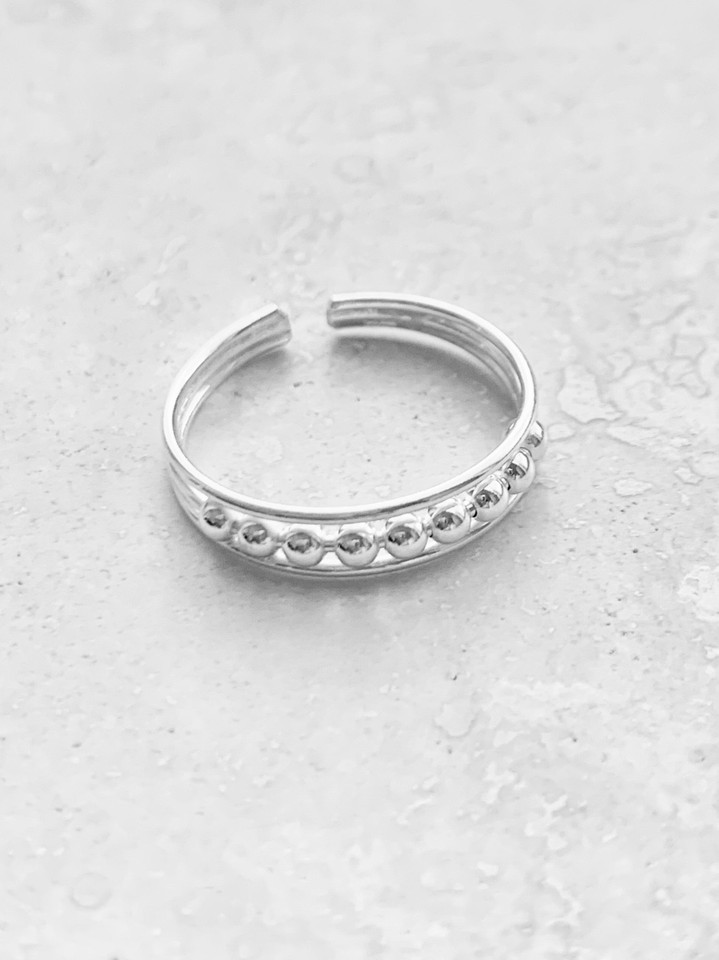Sterling Silver High Polish Beads Toe Ring, Silver Rings, Wire Band ...