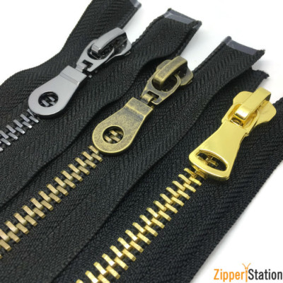 Heavy Duty Metal #8 Open End Zips - Antique Brass, Gun Metal, Gold N8 ...