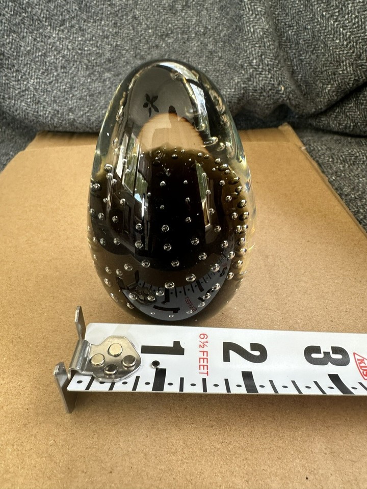 Vintage Set Of 2 Paperweights Black And Clear Bubbles | eBay