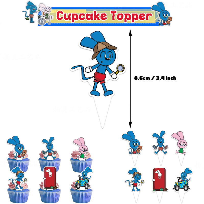 30Pcs Riggy the Rabbit Monkey Theme Backdrop Birthday Party Decorations ...